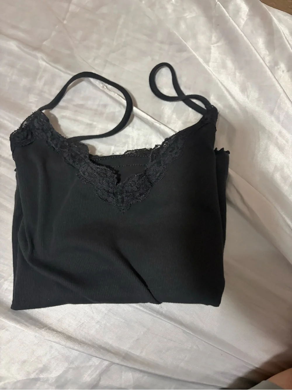 Old Navy | Tops | Old Navy Black Ribbed Lace Trim Cami | Poshmark